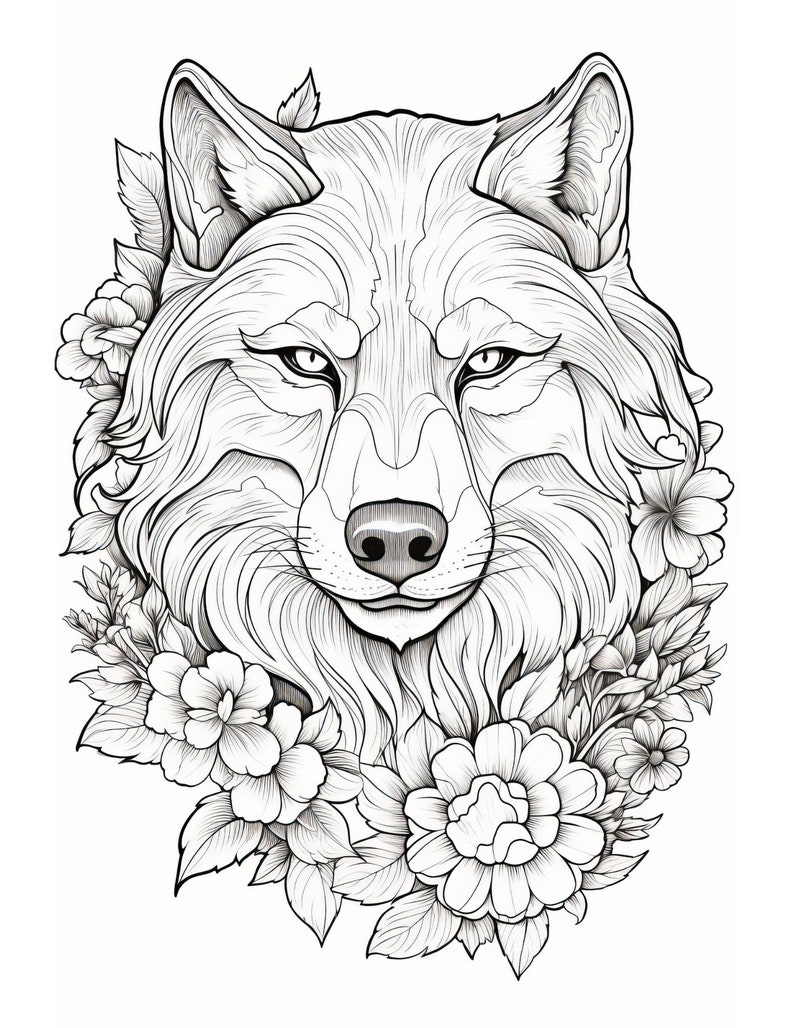 Mindfulness Wolves, Coloring Books, Nature Coloring Book, Digital ...
