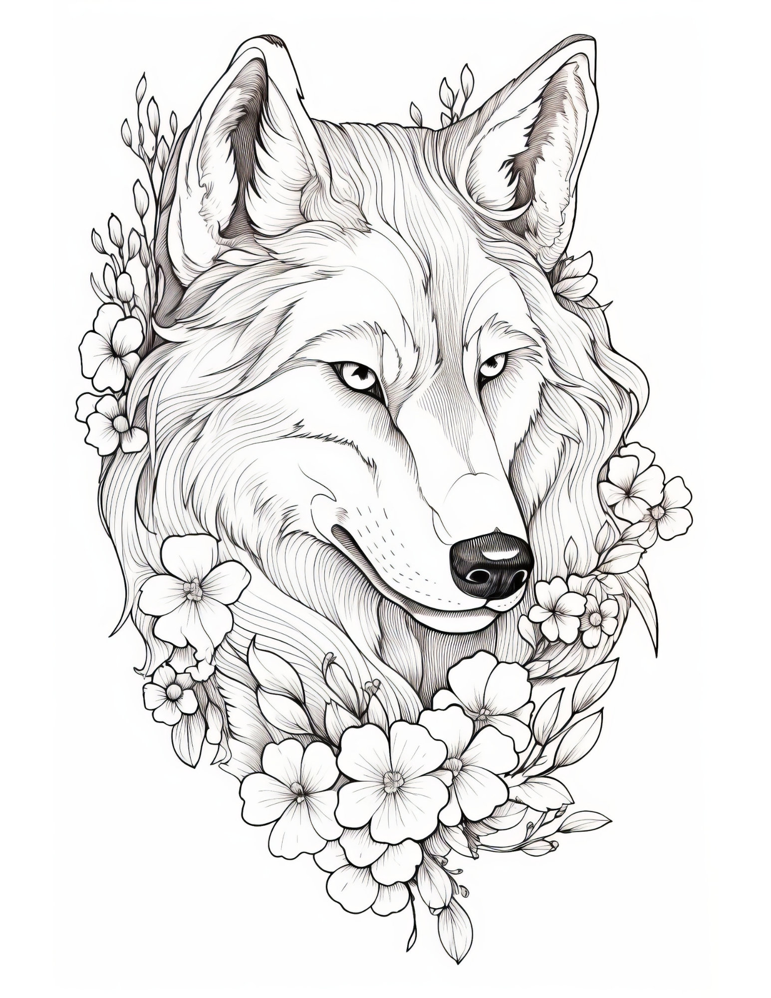 Mindfulness Wolves, Coloring Books, Nature Coloring Book, Digital ...