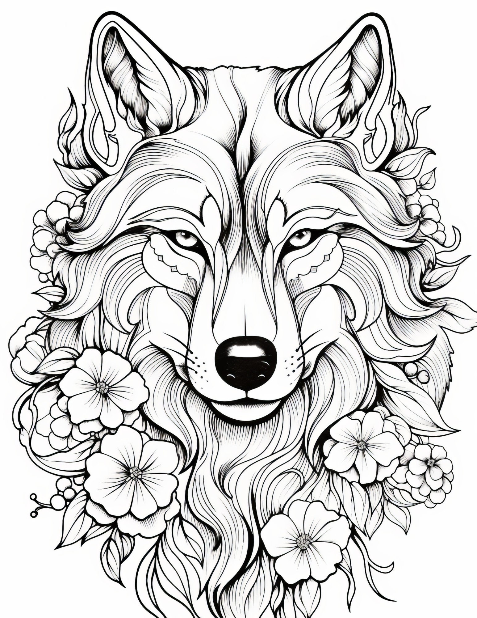 Mindfulness Wolves, Coloring Books, Nature Coloring Book, Digital ...