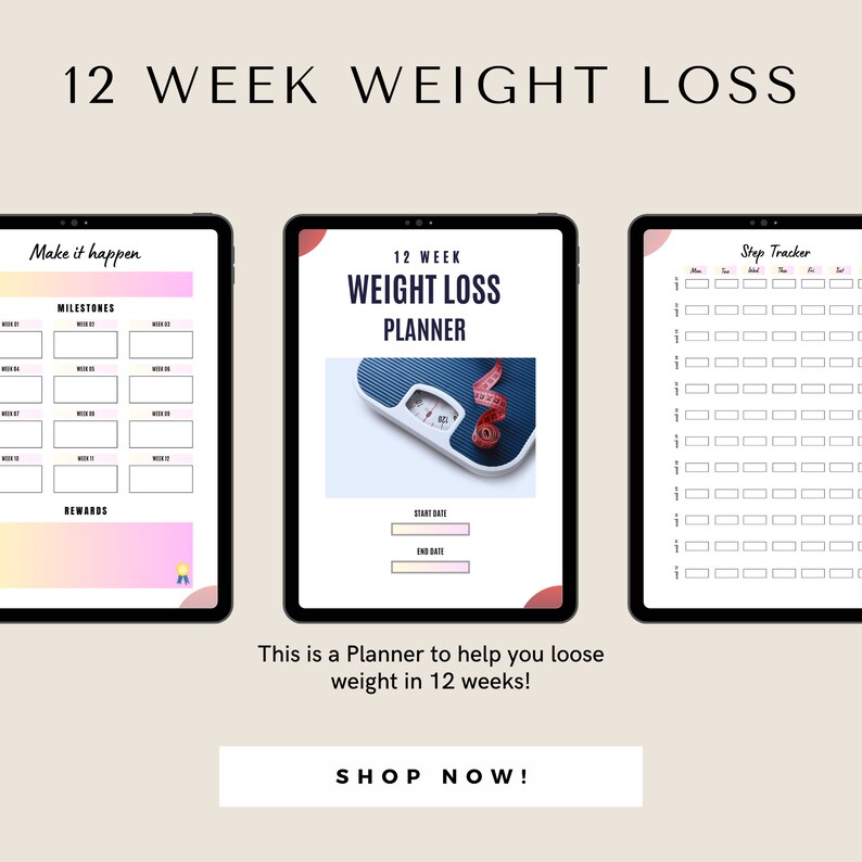 12-week Weight Loss Planner: Meal & Exercise Tracker (digital Download ...