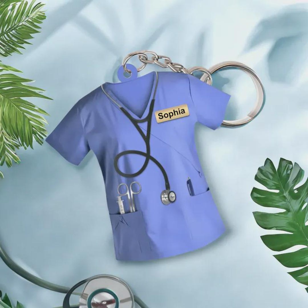 Personalized Nurse Uniform Keychain: Custom Acrylic Scrub Shirt - Etsy