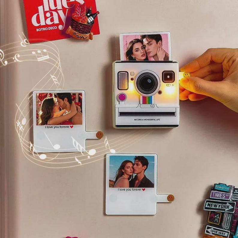 Custom Photo Music Fridge Magnet, Personalized Instant Camera Style ...
