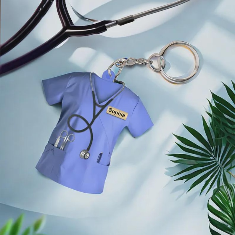 Personalized Nurse Uniform Keychain: Custom Acrylic Scrub Shirt - Etsy