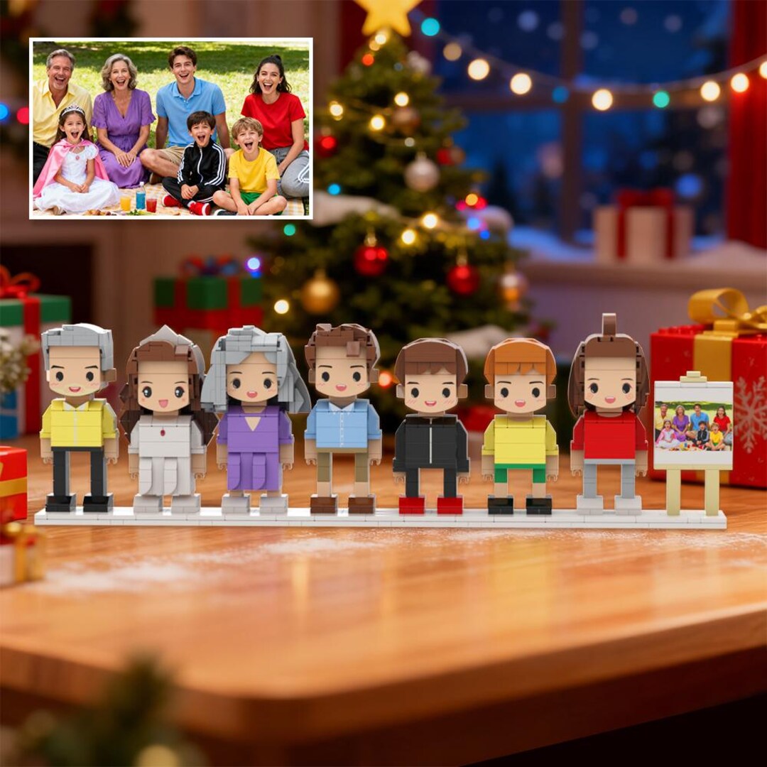 Custom Full Body Brick Figures of 7 People, Personalized Family Mini ...