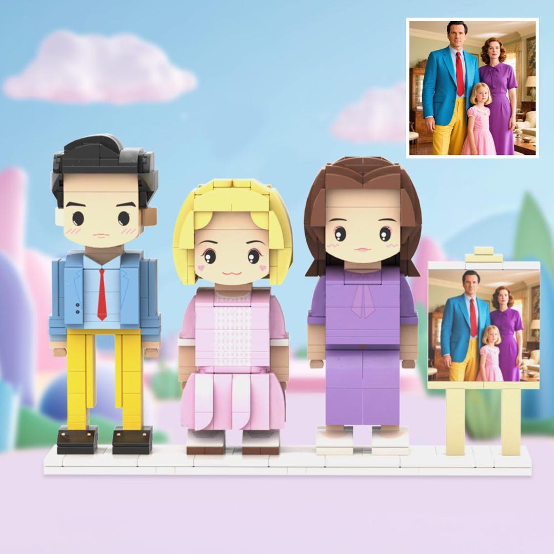 Personalized Family Mini Block Figures With Photo Frame - Custom ...