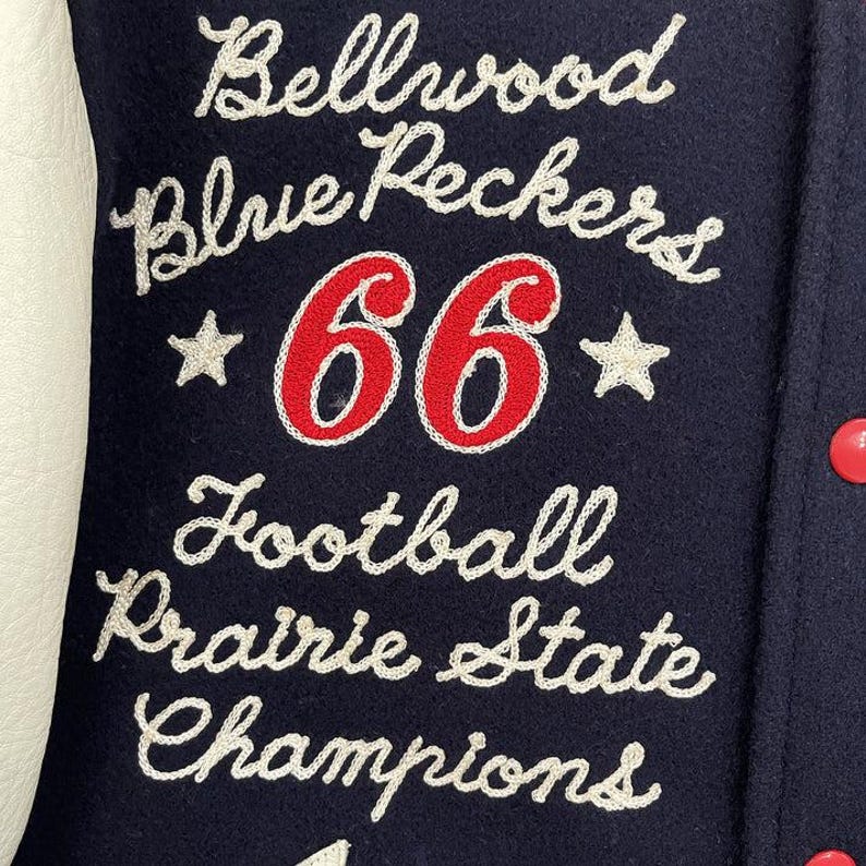 Men's Varsity Jacket Wool Leather Sleeves Embroidery Patches Road ...