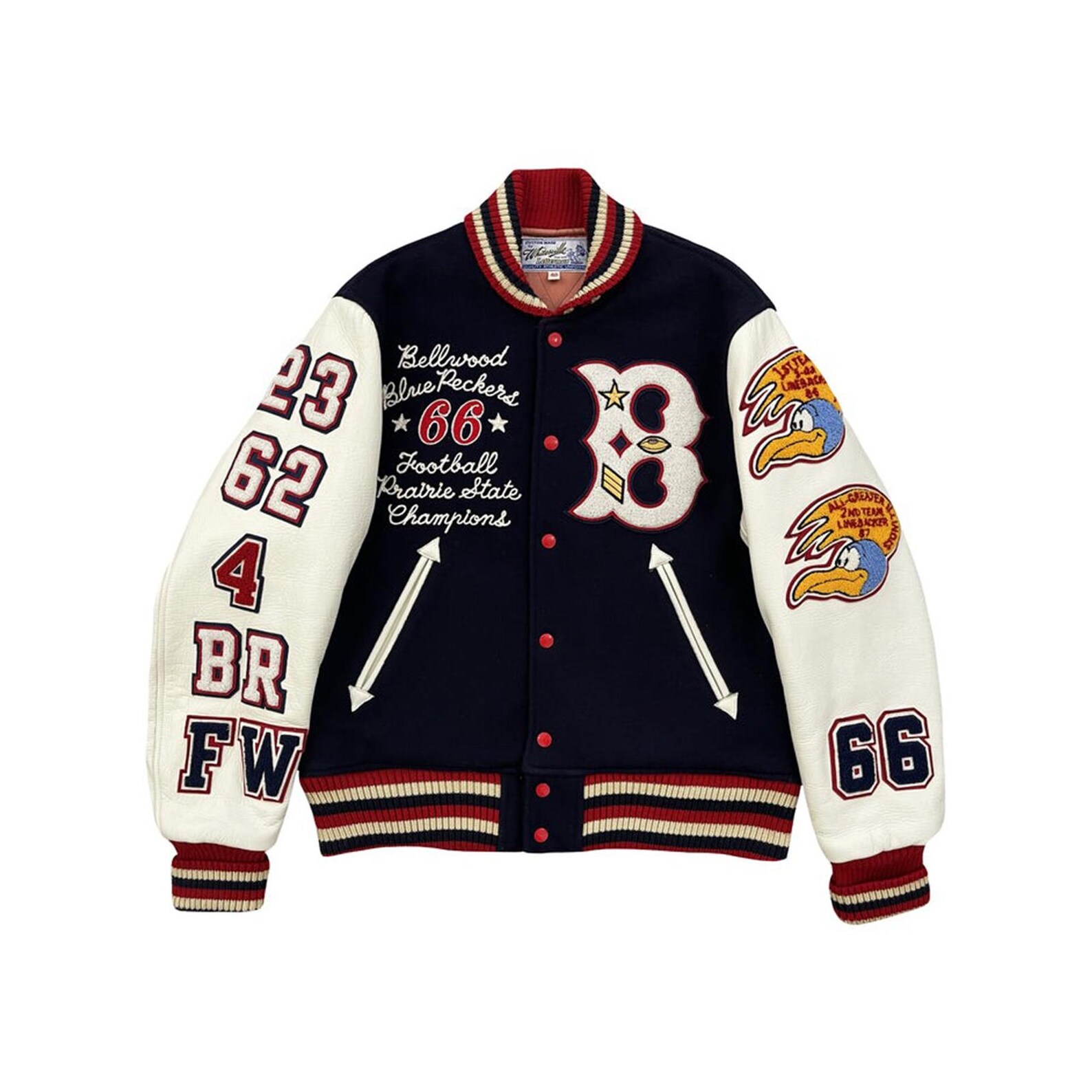 Men's Varsity Jacket Wool Leather Sleeves Embroidery Patches Road ...