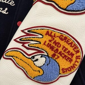 Men's Varsity Jacket Wool Leather Sleeves Embroidery Patches Road ...