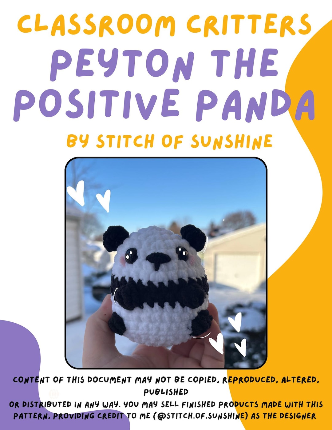 Peyton the Positive Panda Crochet Pattern | No Sew Pattern | Market ...
