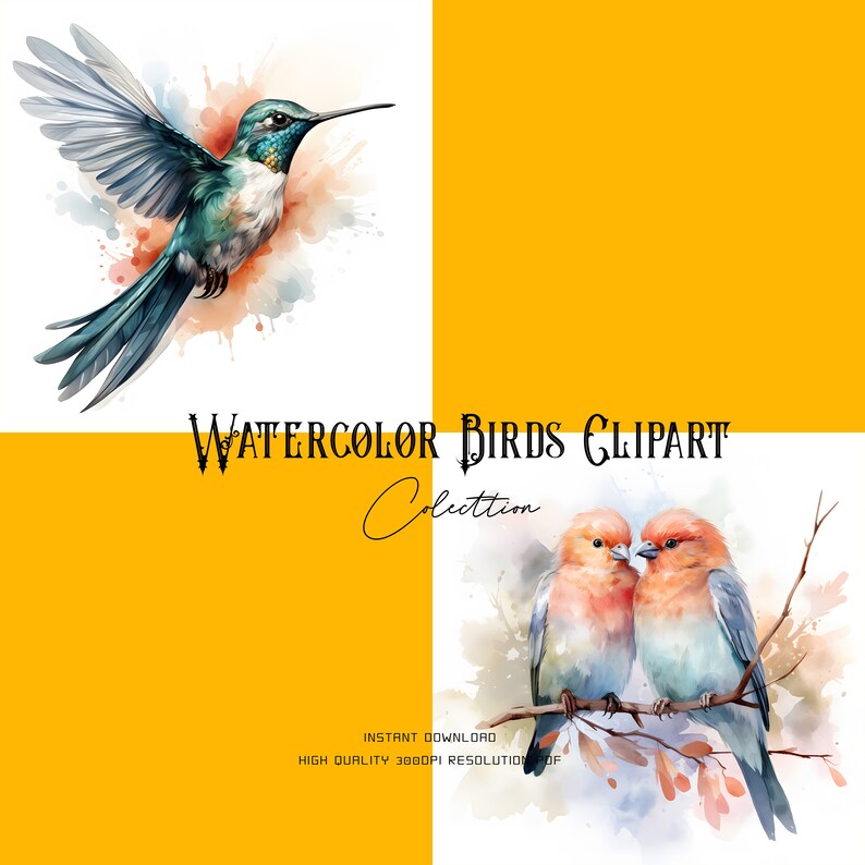 10 Watercolor Birds Clipart Bundle, Spring Birds Clipart, Birds Bundle ...
