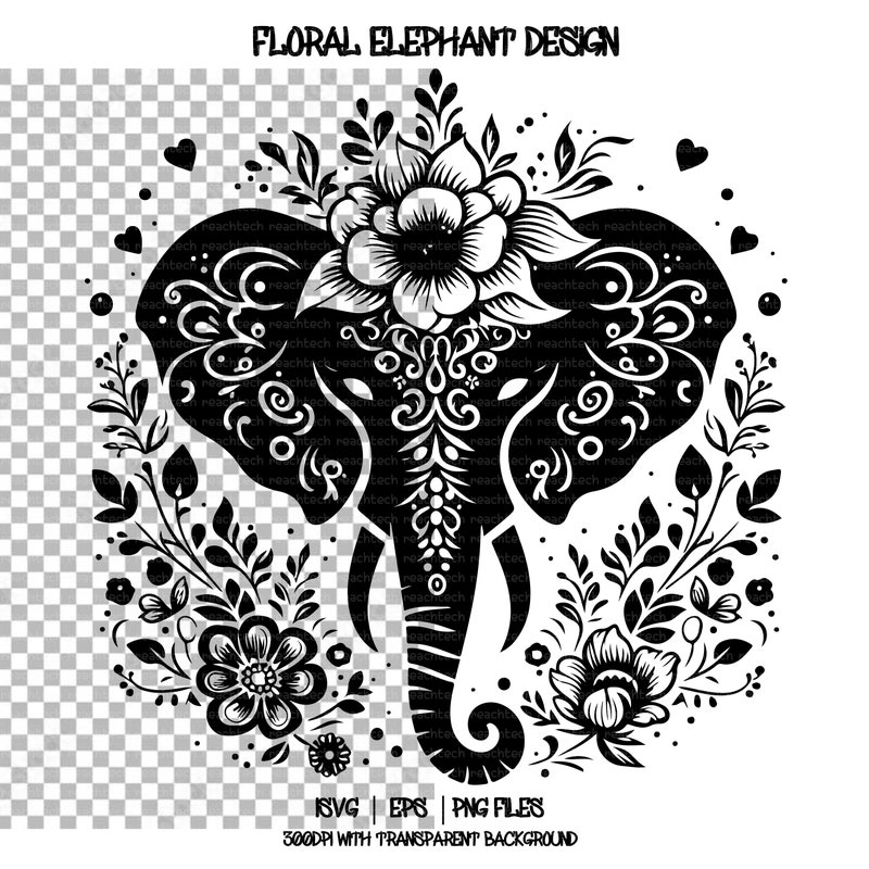 Floral Elephant - Etsy