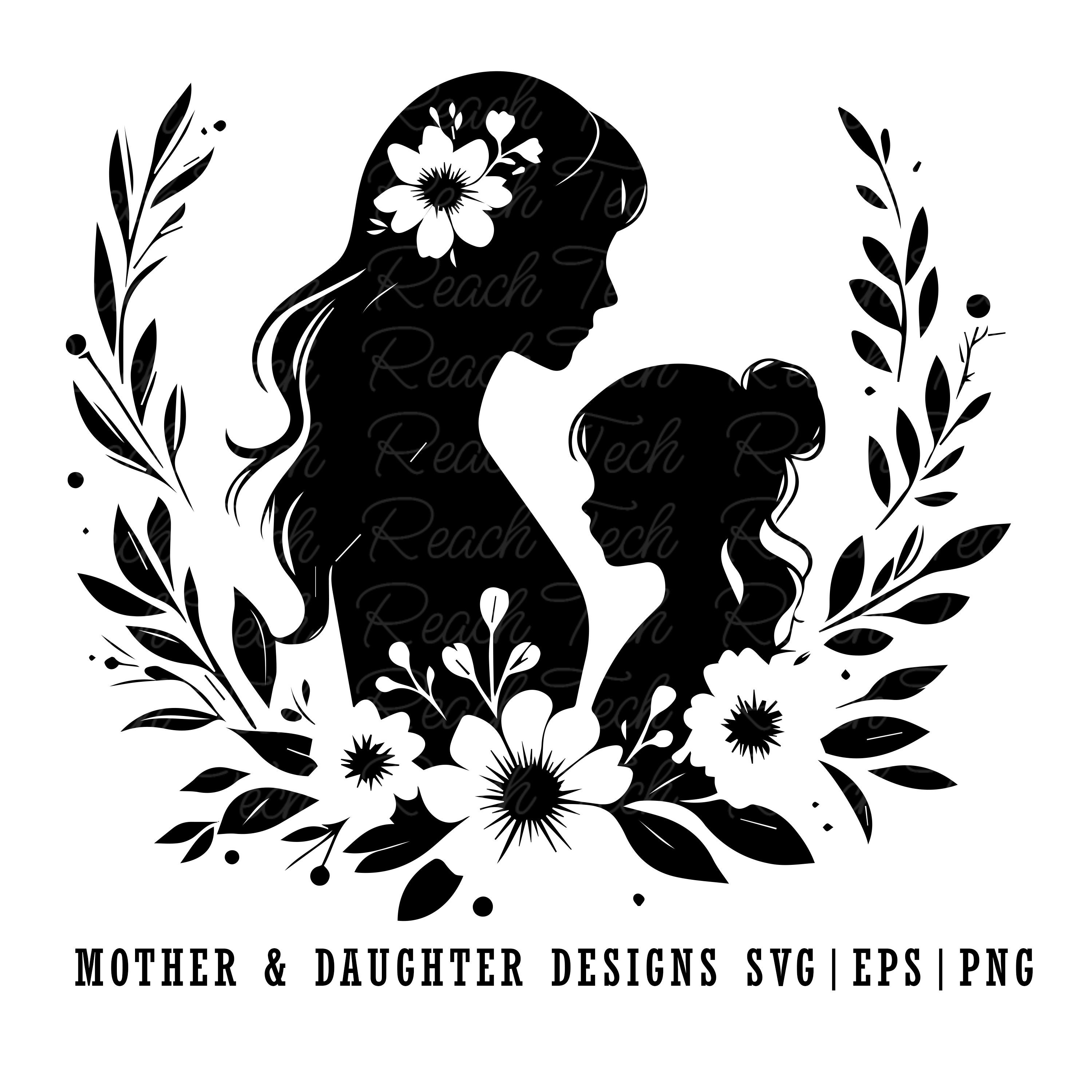 Mother Daughter Silhouette Svg Mother Daughter Vector Mother Art Mother