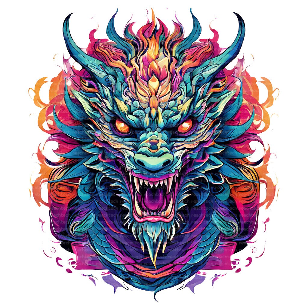 10 Dragon Profile Clipart, Chinese Dragon, Printable Watercolor Clipart ...