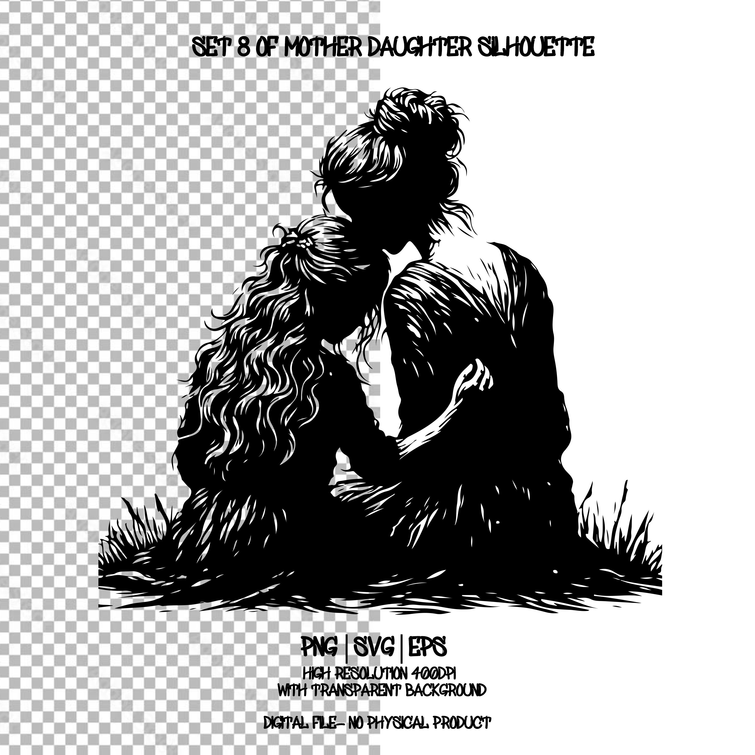 Set 8 Of Mother Daughter Silhouette Svg Mother Daughter Vector Mother