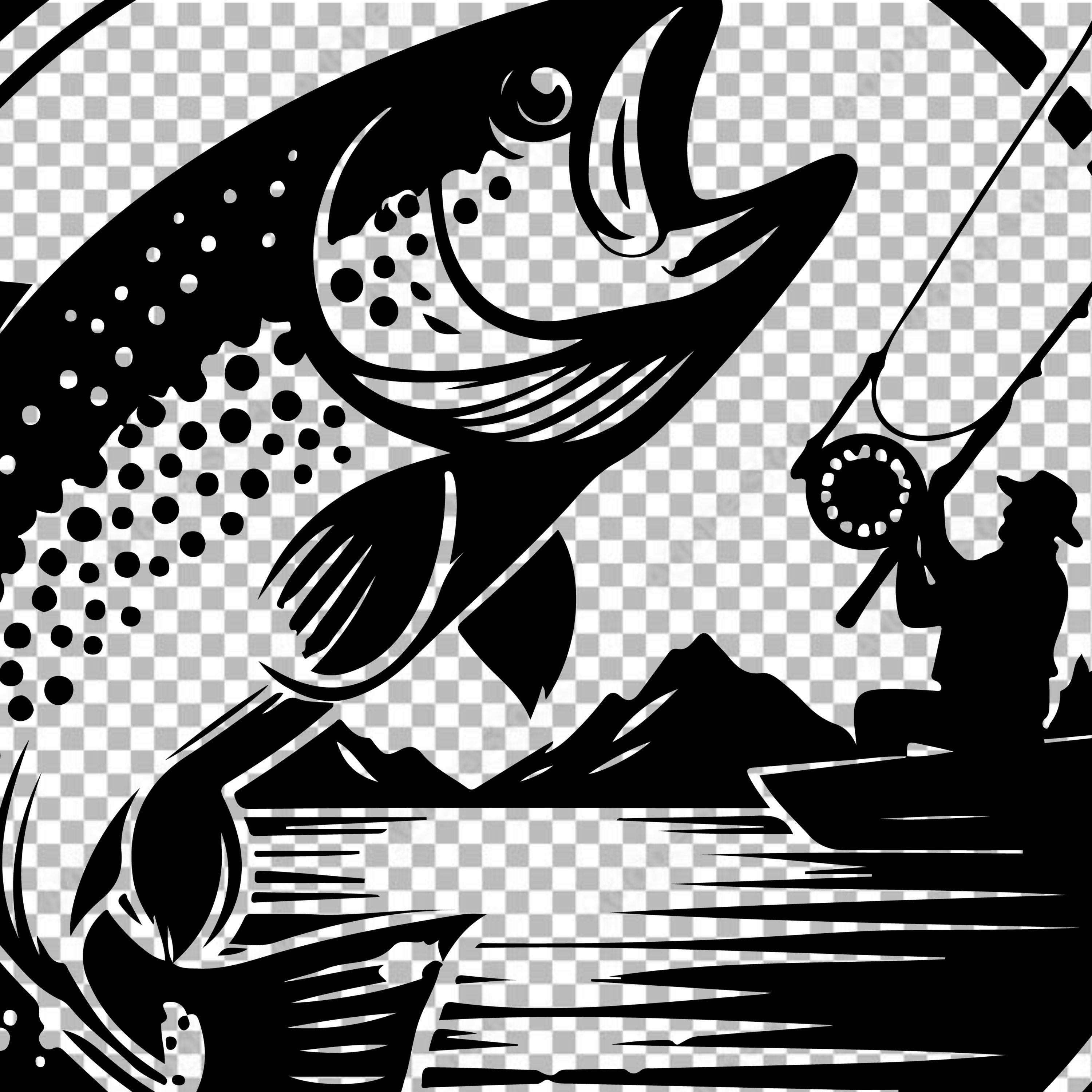 Trout Fishing Bundle Svg Png Eps, Fishing Svg, Rainbow Trout, Jumping ...