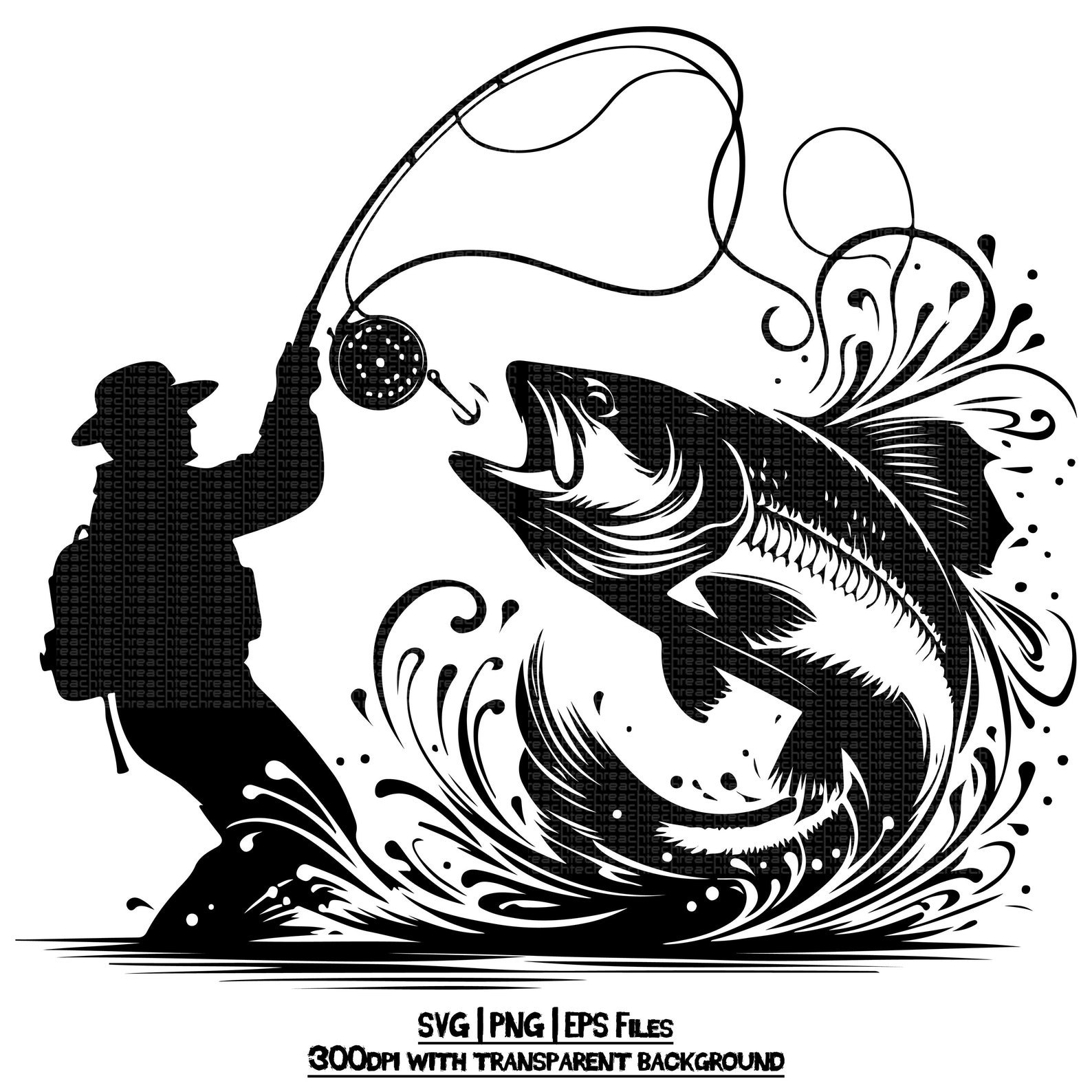 Trout Fishing Bundle Svg Png Eps, Fishing Svg, Rainbow Trout, Jumping ...