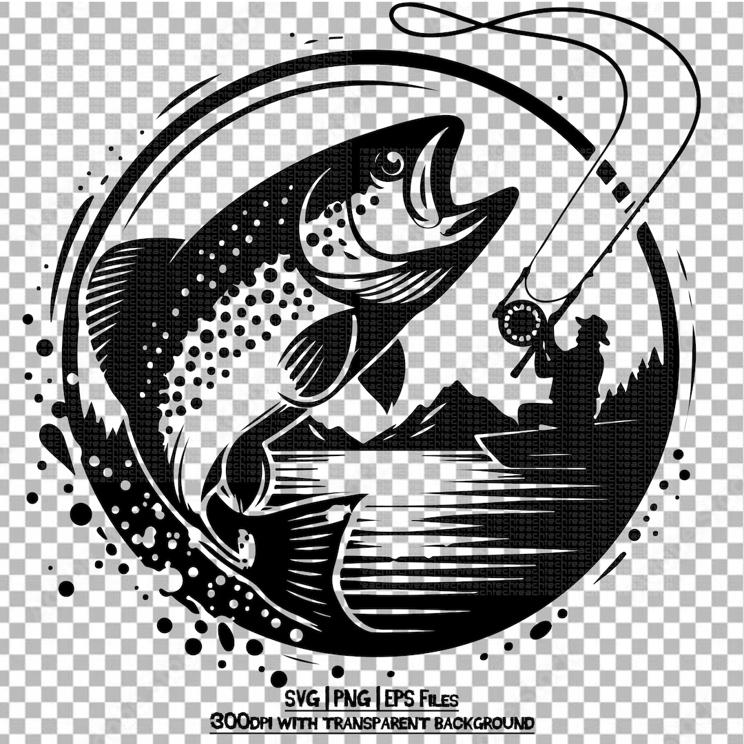 Trout Fishing Bundle Svg Png Eps, Fishing Svg, Rainbow Trout, Jumping ...