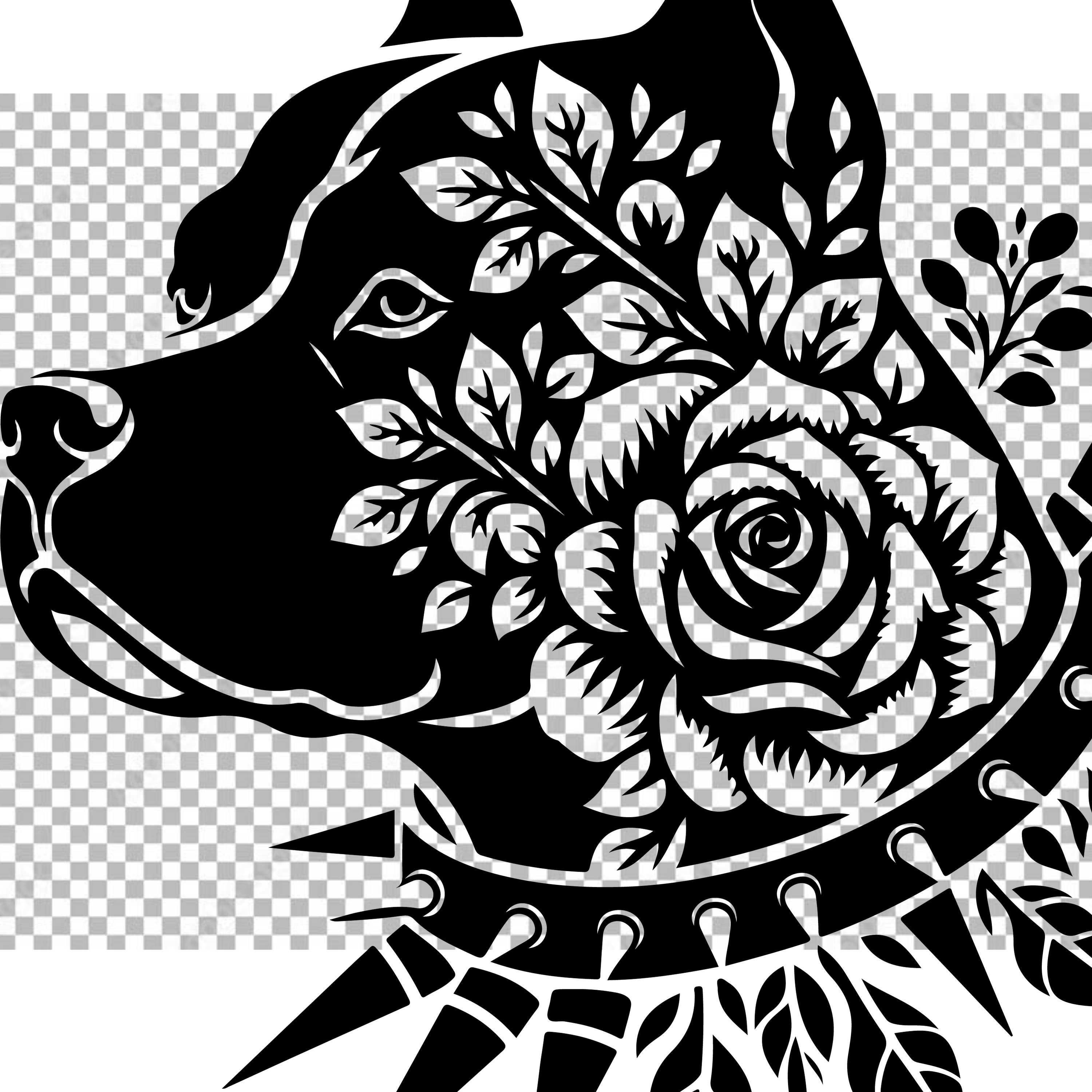 PITBULL SVG, PITBULL Clipart, Pitbull Mixed With Florals Vector Art ...