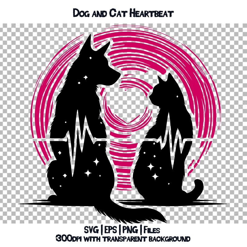 Dog and Cat Heartbeat SVG, Paw SVG, Cat Dog Lover Valentines Day Svg ...