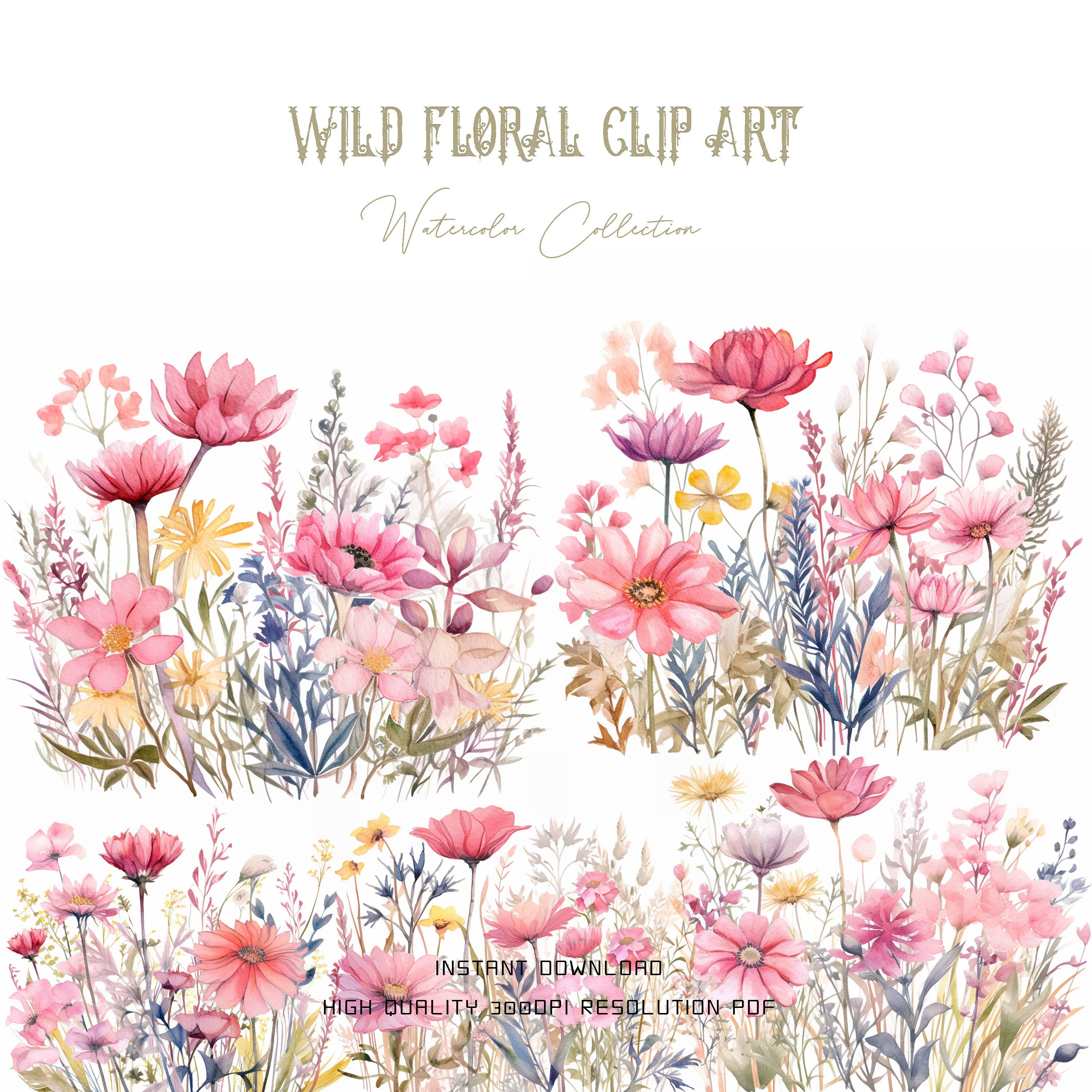 Watercolor Floral Borders Floral Borders Wild Flowers Watercolor ...
