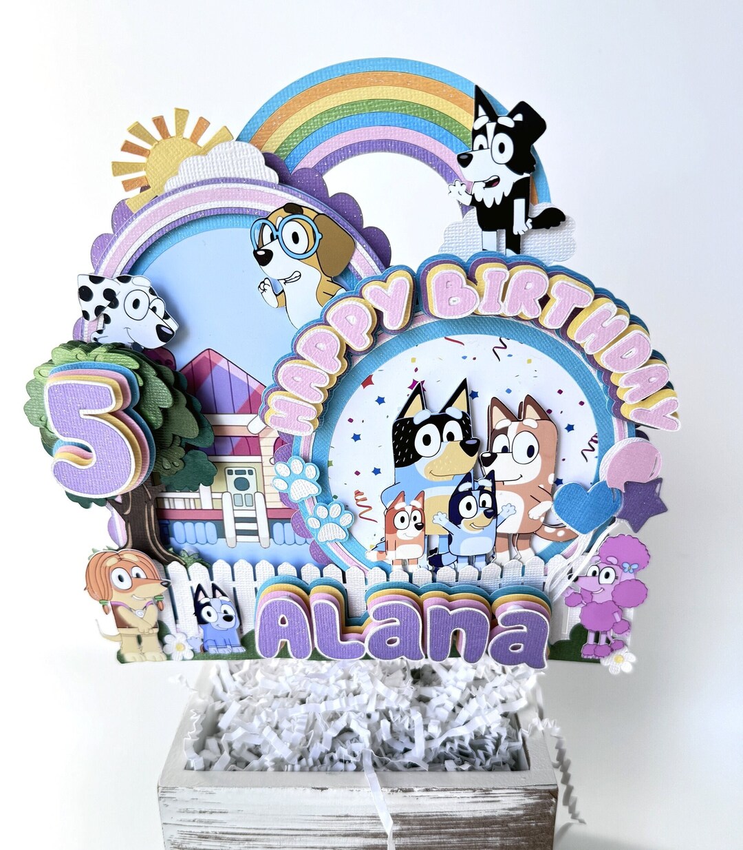 Blue Dog Cake Topper, With Custom Name and Age. - Etsy
