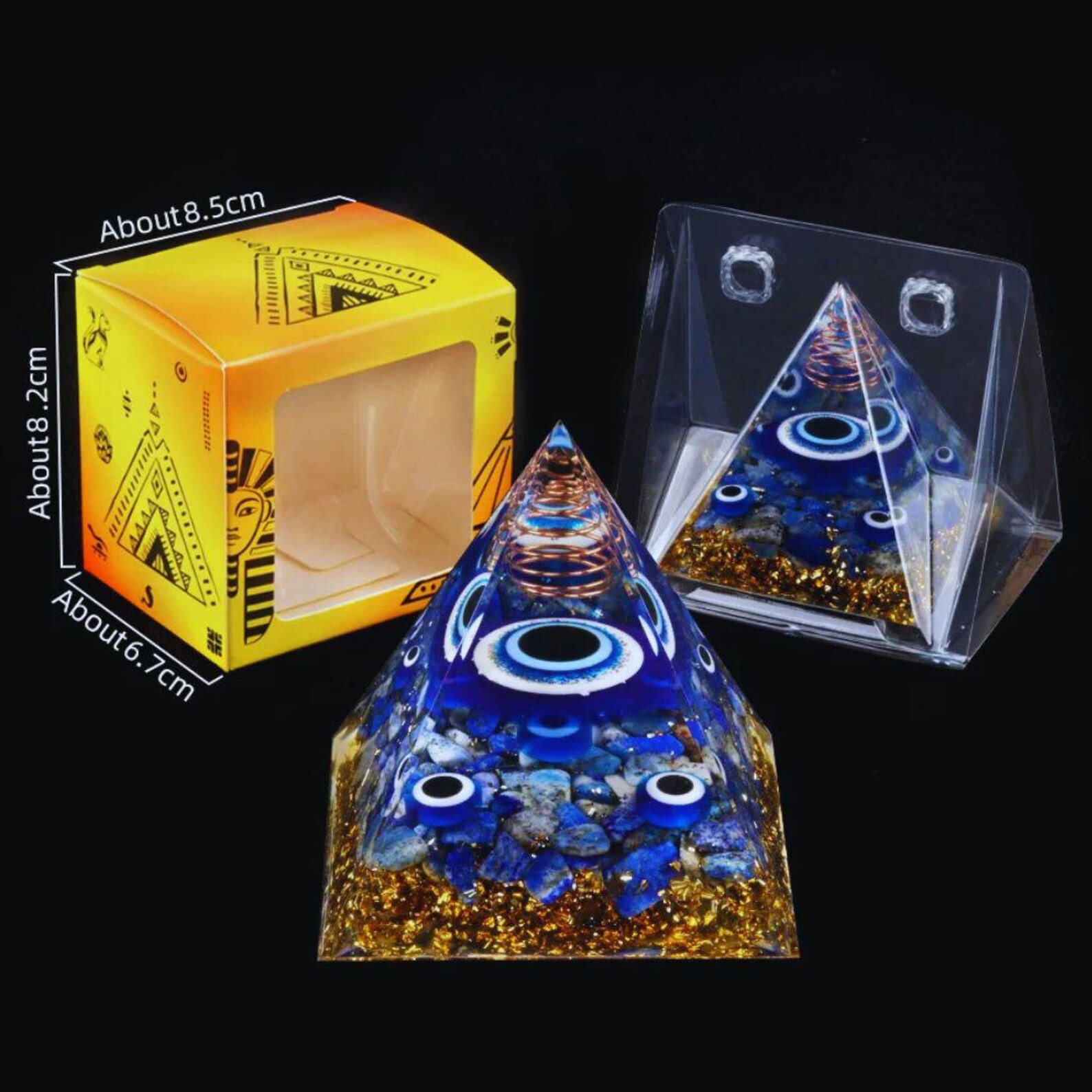 Evil Eye Crystal Pyramid Blue Eyes Natural Lapis Lazuli Stones Healing ...
