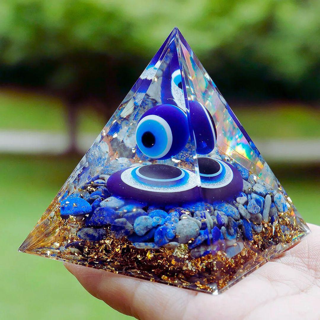 Evil Eye Crystal Pyramid Blue Eyes Natural Lapis Lazuli Stones Healing ...