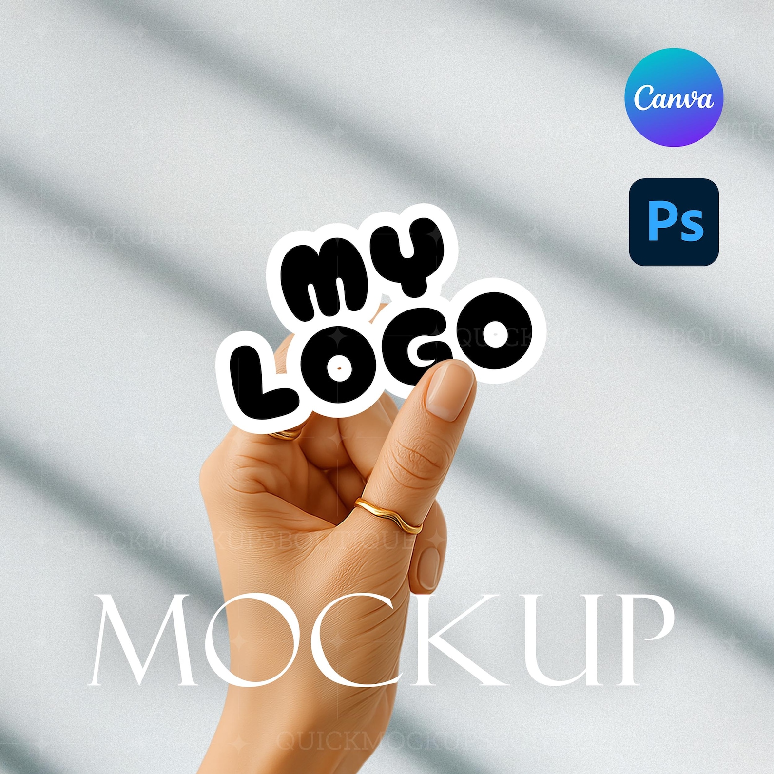 Sticker Mockup Bundle: Hand Holding, Round & Freeform (PSD, Canva, JPG ...