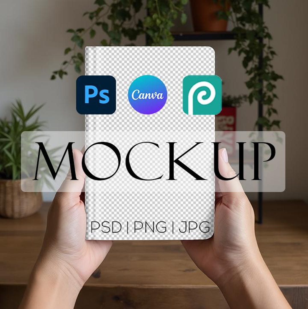 Hardcover Book Mockup | Canva Journal Mockup (PNG, PSD, JPG) - Etsy