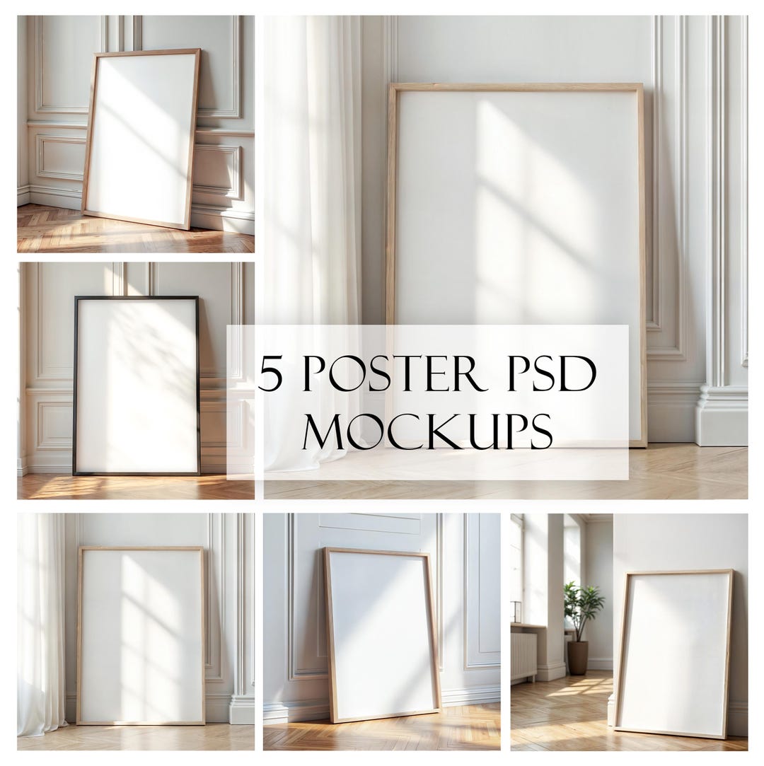 Poster Mockup PSD Smart Objects 5 Frames BUNDLE 5 Blank Psd Mockups JPG ...