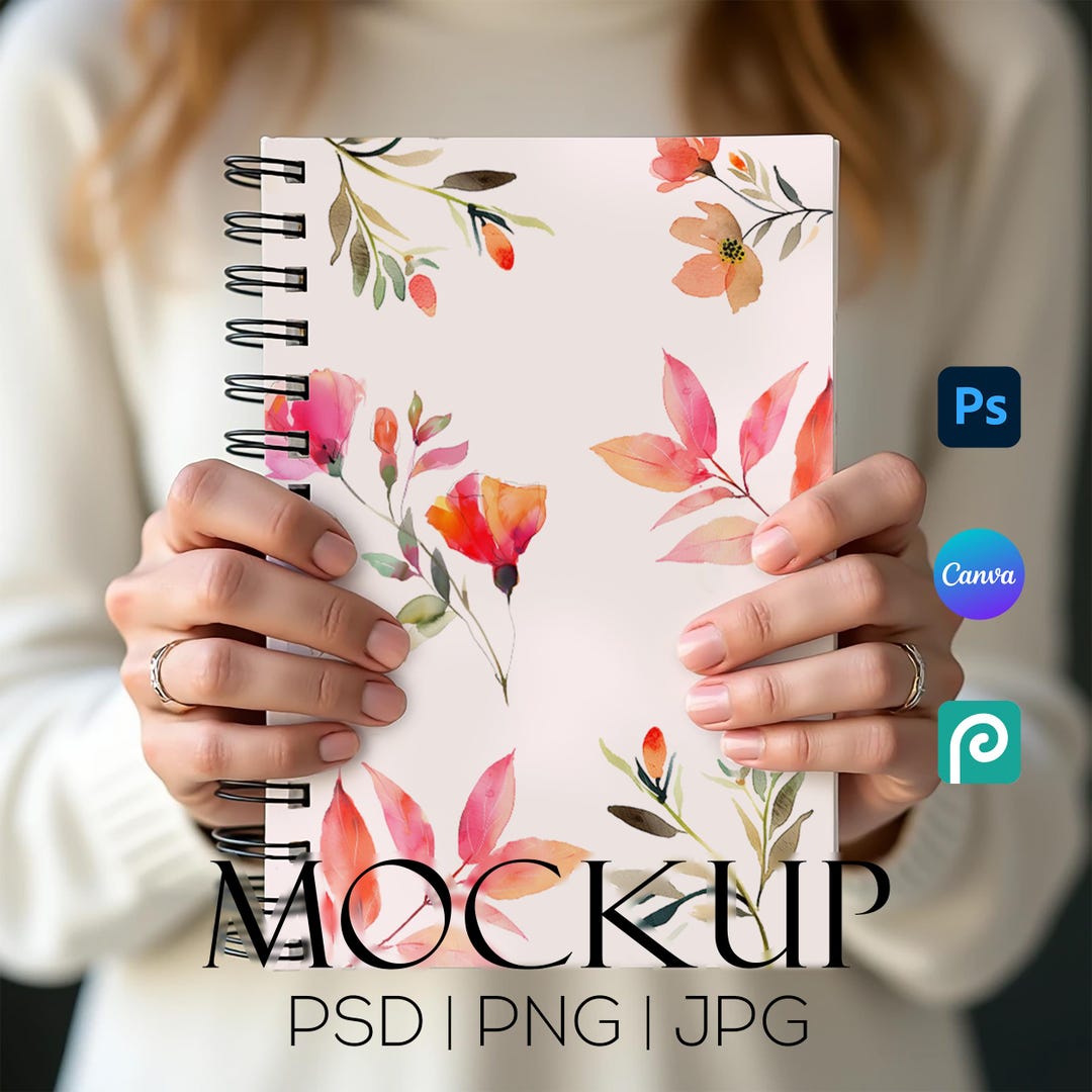 Spiral Notebook Mockup PSD Canva Blank Spiral Notebook Journal Mockups ...