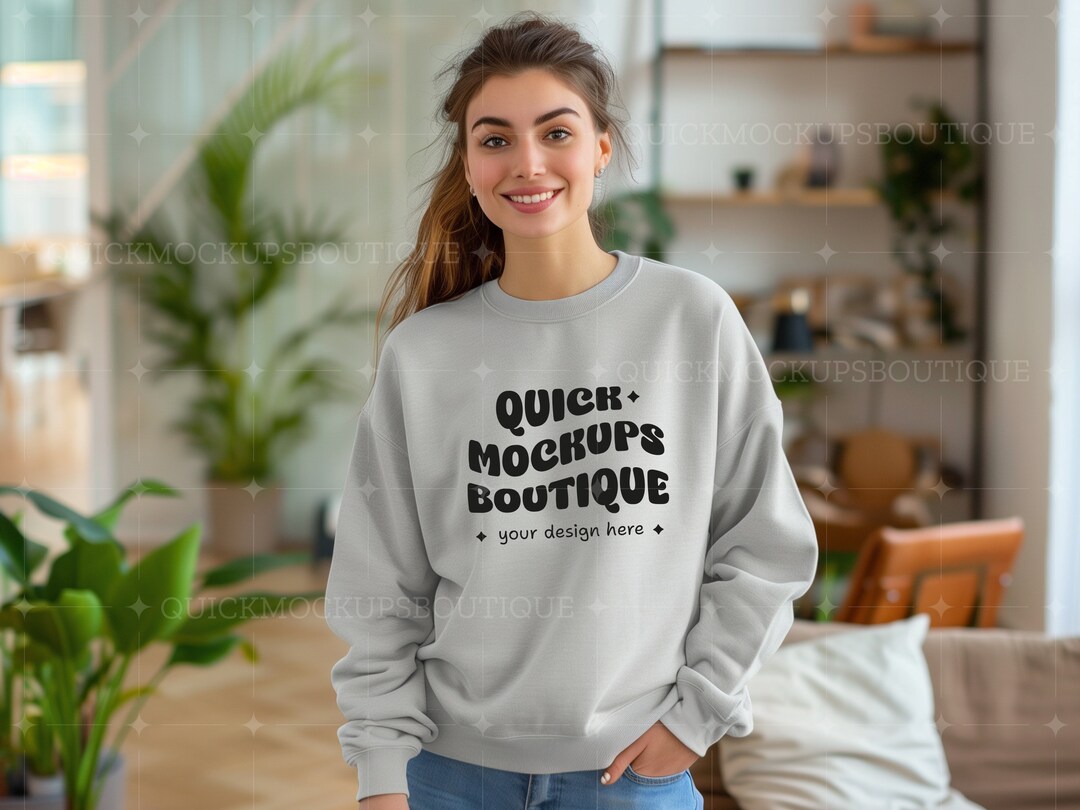 Gildan 18000 Graphite Sweatshirt Oversized Trendy Sweatshirt Mock-up ...