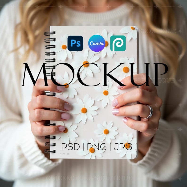 Floral Spiral Notebook Mockup | PSD PNG JPG (digital Download) - Etsy
