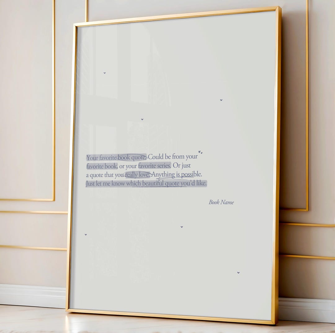 Personalized Annotated Book Quote Digital Print Aesthetic in White and ...