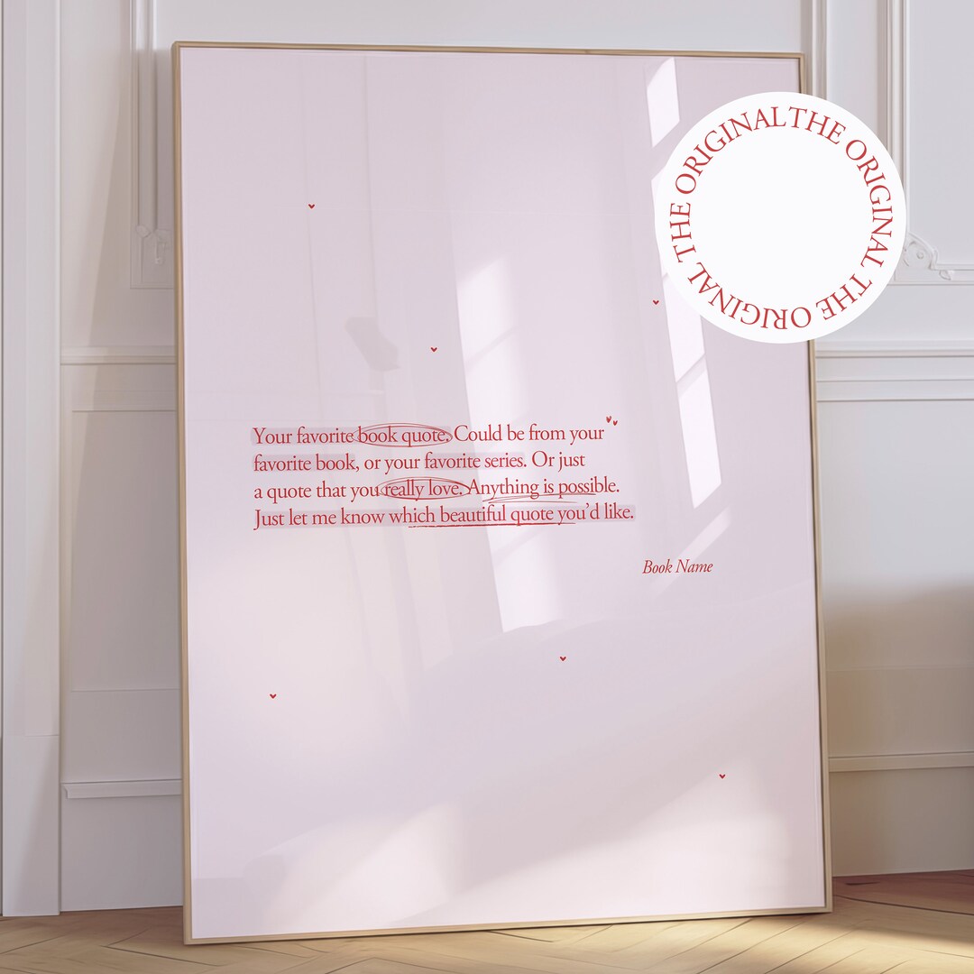 Personalized Book Quote Annotated Print Add Your Own Favorite Book ...