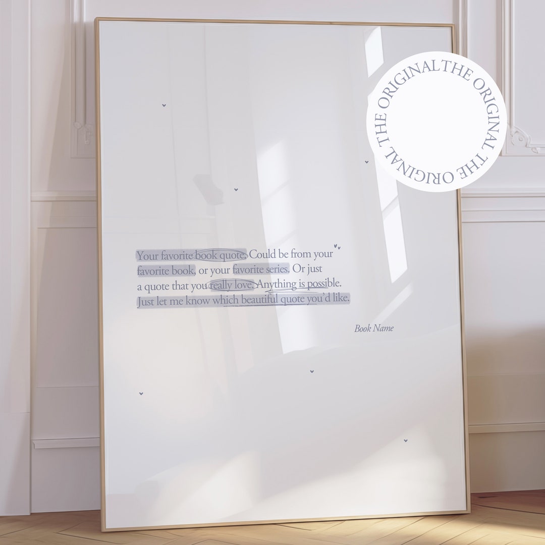 Personalized Annotated Book Quote Digital Print Aesthetic in White and ...