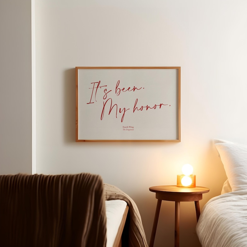 Fourth Wing Book Print (digital Download) | It's Been. My Honor. - Etsy