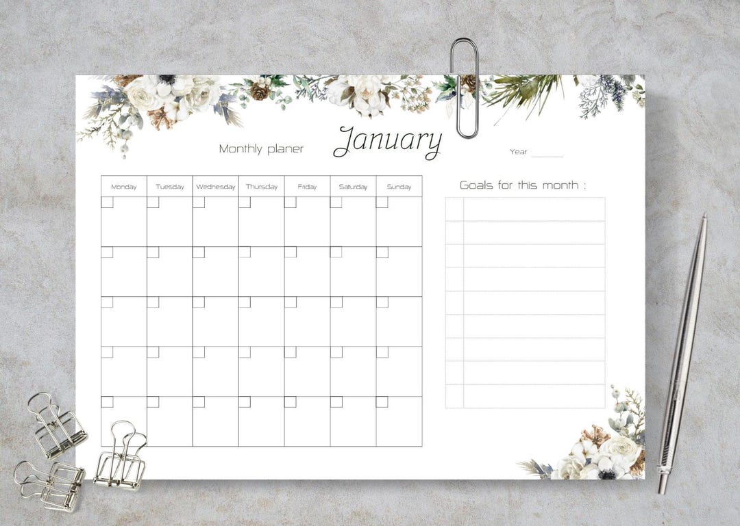 Printable PDF Habit Tracker - 12 Month Habit Planner Kit - Botanical ...