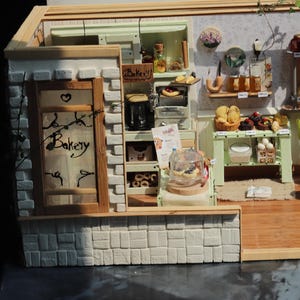 Miniature Diorama - Vintage Bakery With Light - 100% Handmade ...