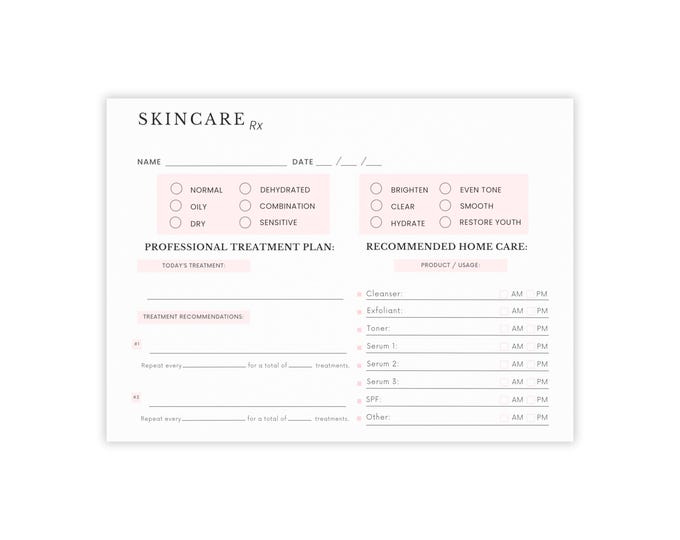 Skincare Routine Cards, Editable Esthetician Templates, Facial ...