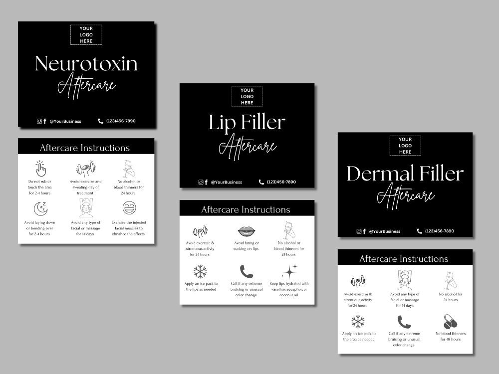Injectables Aftercare Cards, Filler Aftercare Cards, Botox Aftercare ...