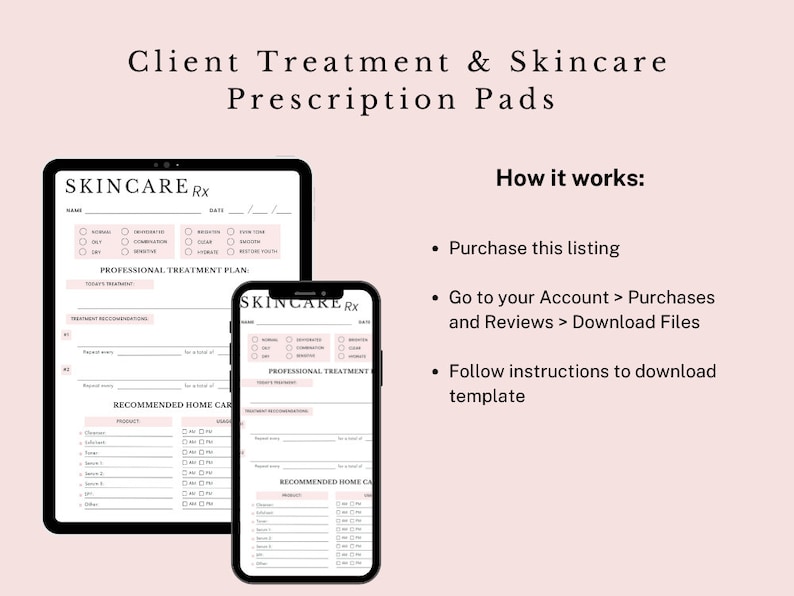 Client Treatment Plan, Skincare Prescription Pad, Skin Care Treatment ...