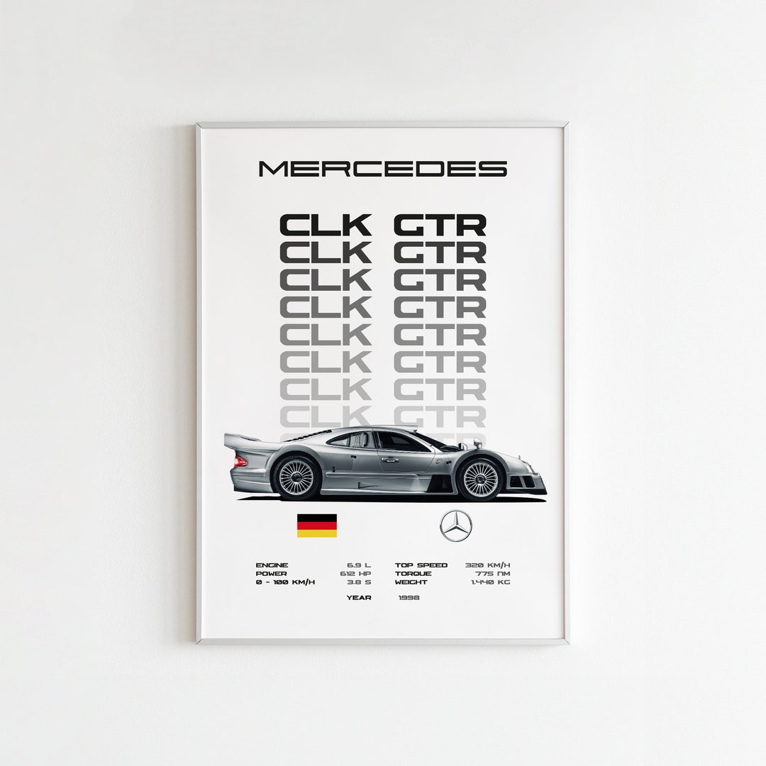 Mercedes Benz CLK GTR Car Poster Instant Digital Download for Boys Room ...
