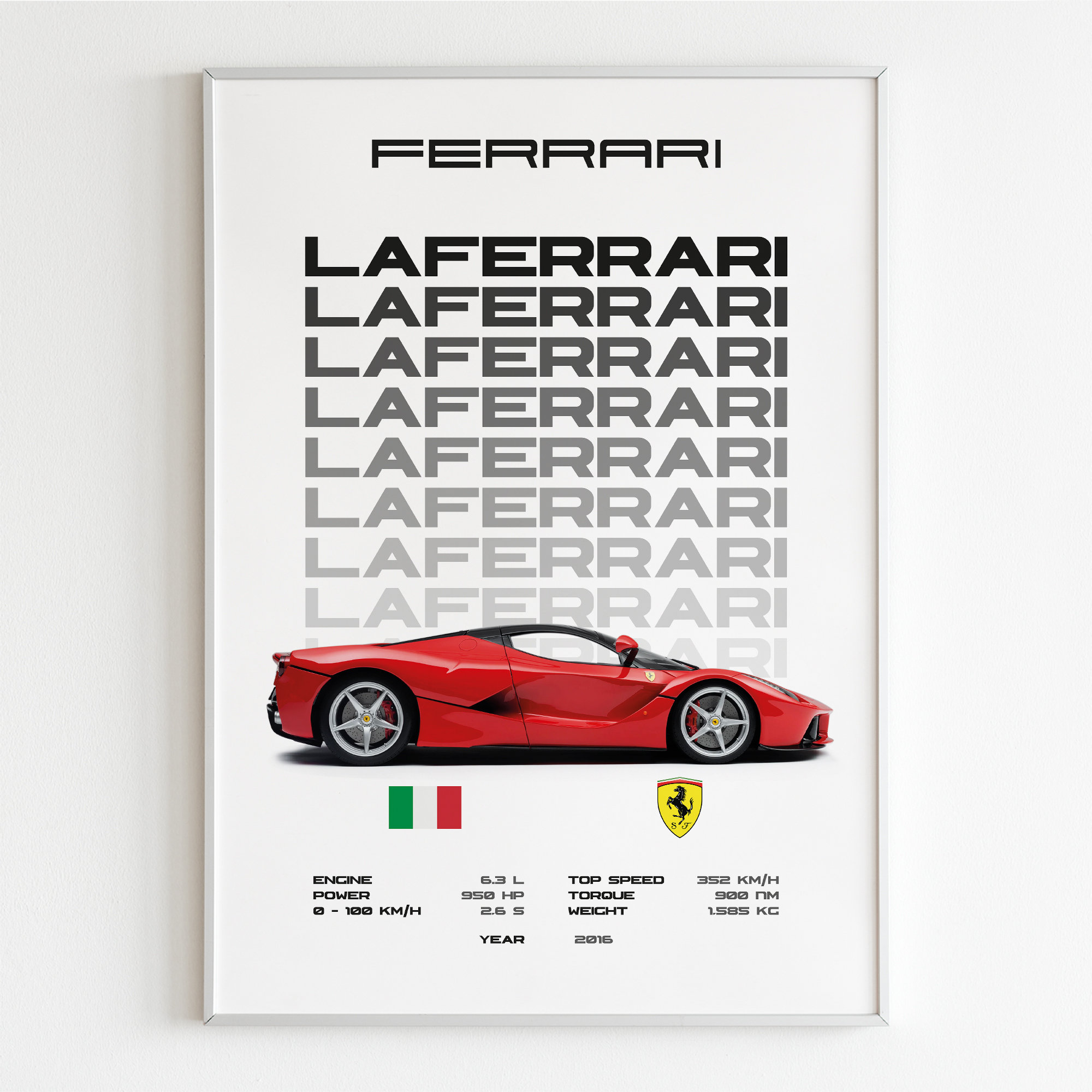 Ferrari Laferrari Hyper Car Poster Instant Digital Download for Boys ...