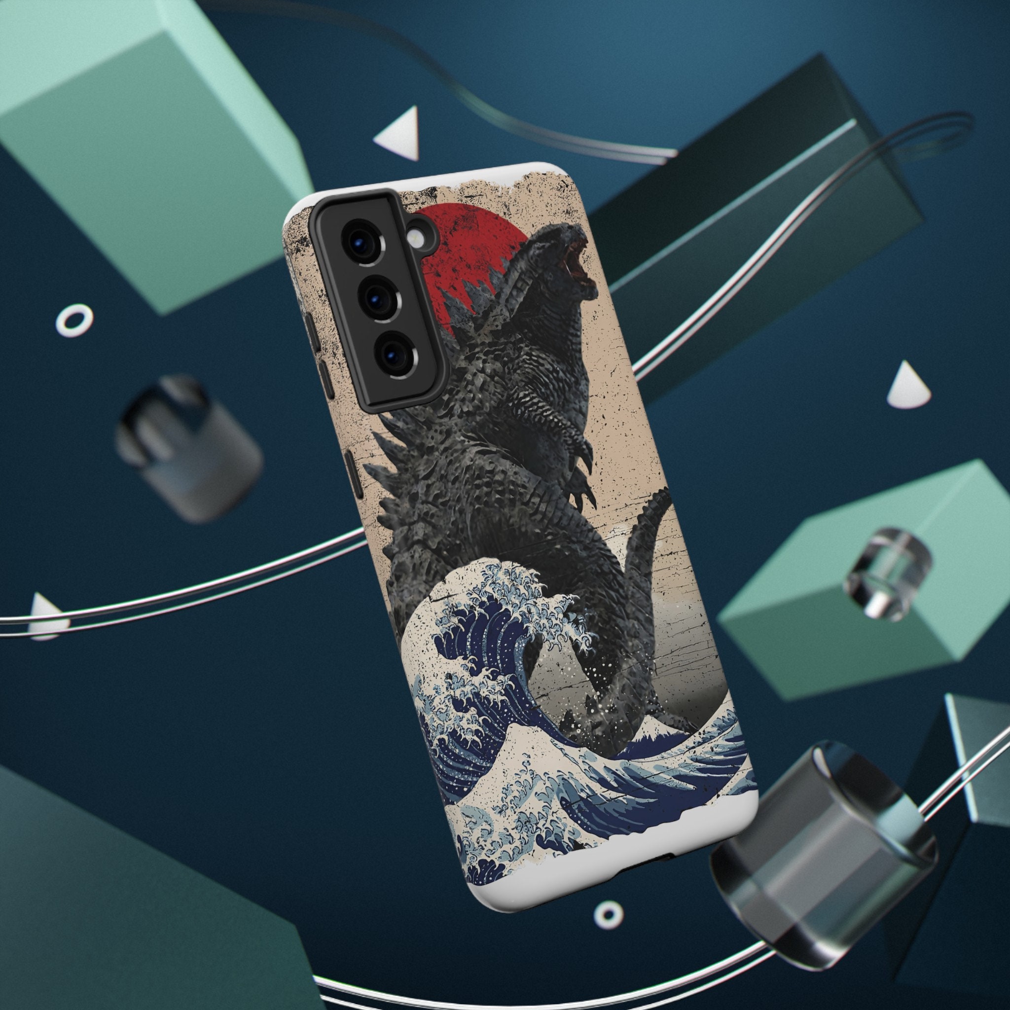 Impact-resistant Cases Vintage Godzilla in Ocean & Sunset - Etsy