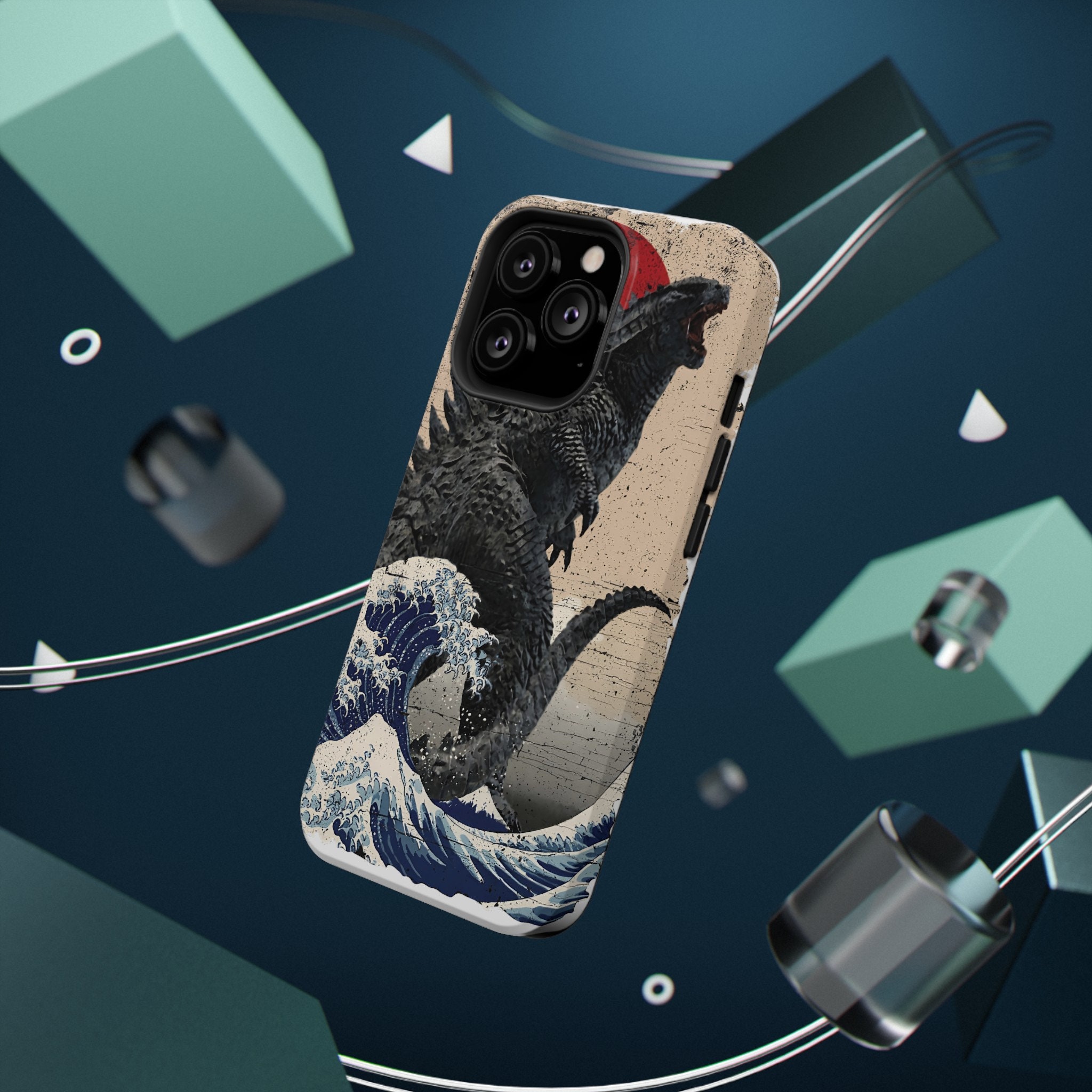 Impact-resistant Cases Vintage Godzilla in Ocean & Sunset - Etsy
