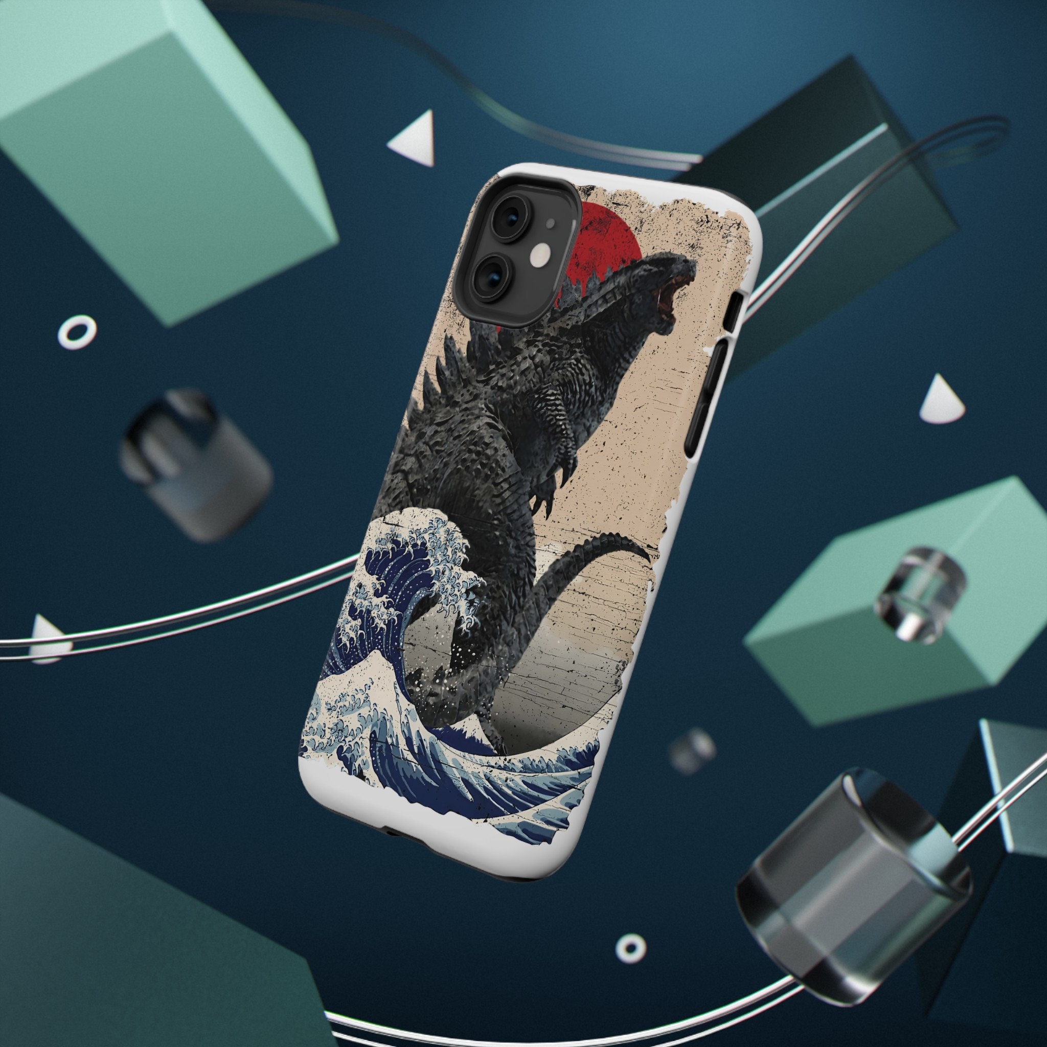 Impact-resistant Cases Vintage Godzilla in Ocean & Sunset - Etsy