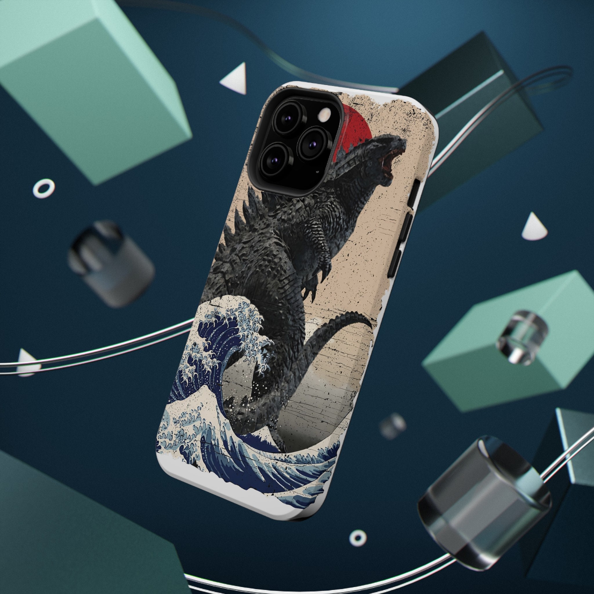 Impact-resistant Cases Vintage Godzilla in Ocean & Sunset - Etsy