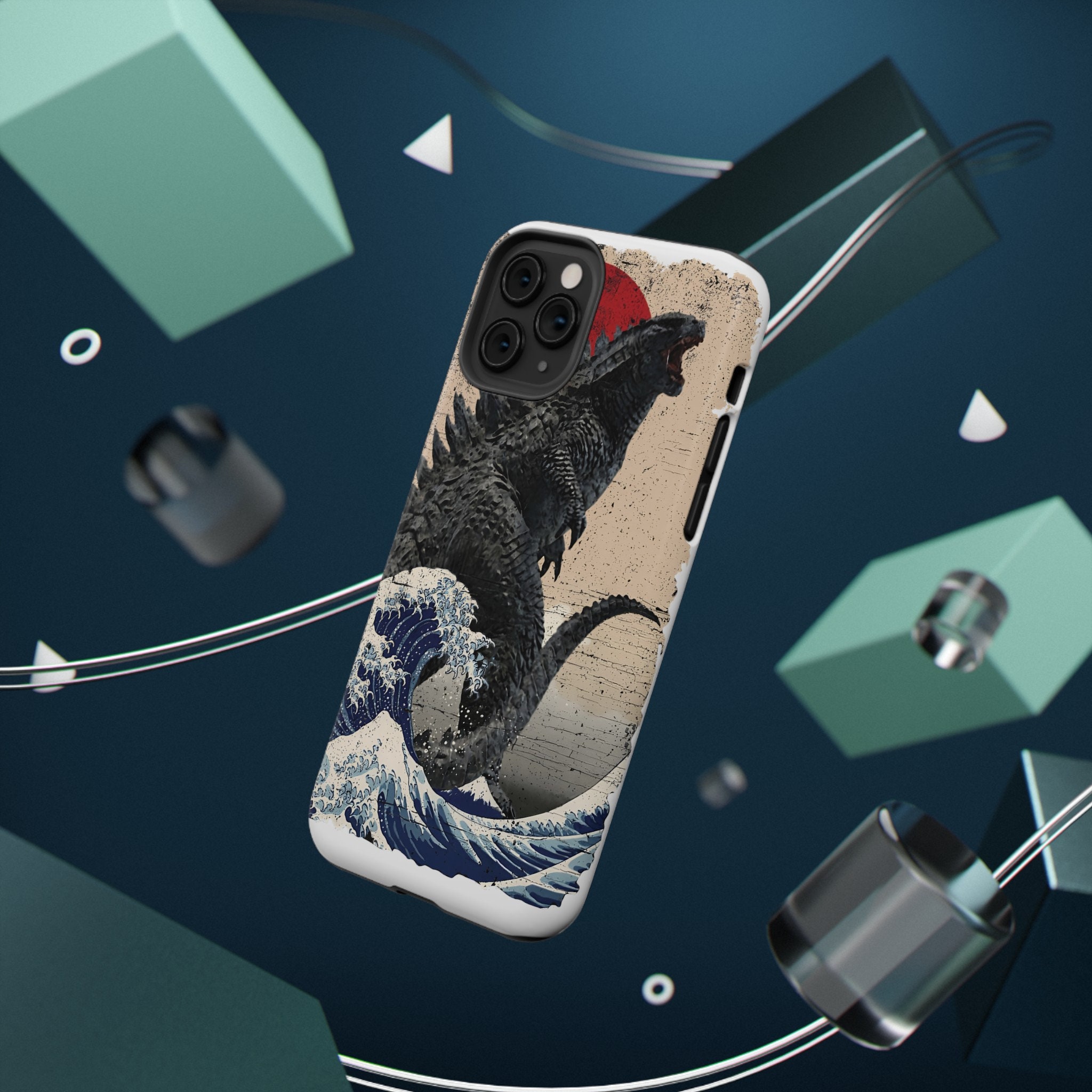 Impact-resistant Cases Vintage Godzilla in Ocean & Sunset - Etsy