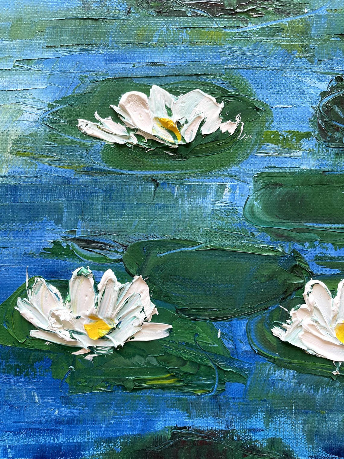 Lily Pads: Water Lily, Water Lily Painting on Canvas, Original Artwork ...